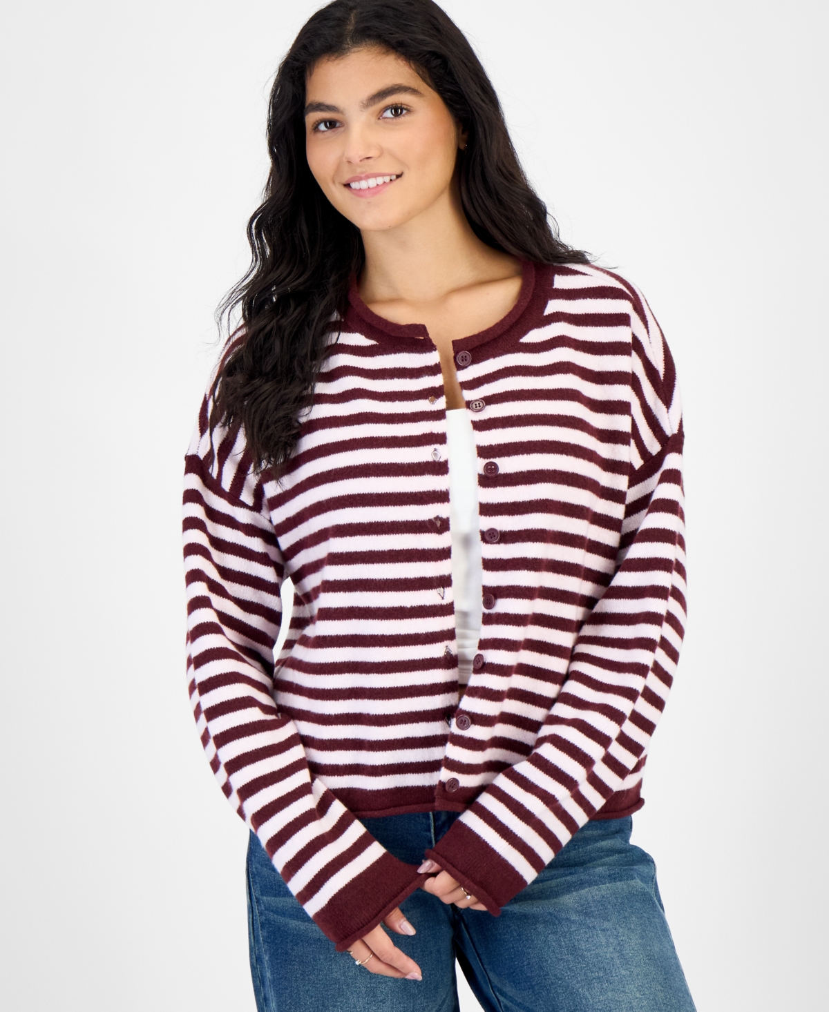 Click here for Hippie Rose Juniors Oversized Rollneck Striped Car... prices
