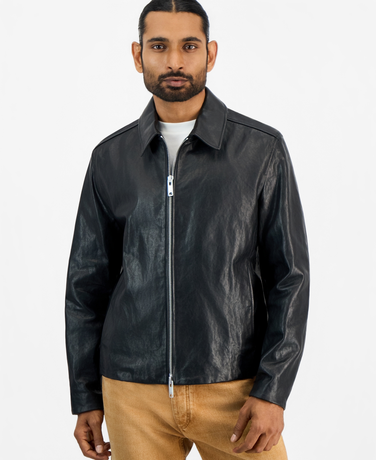 Click here for Hugo by Hugo Boss Mens Liro Leather Jacket - Black prices