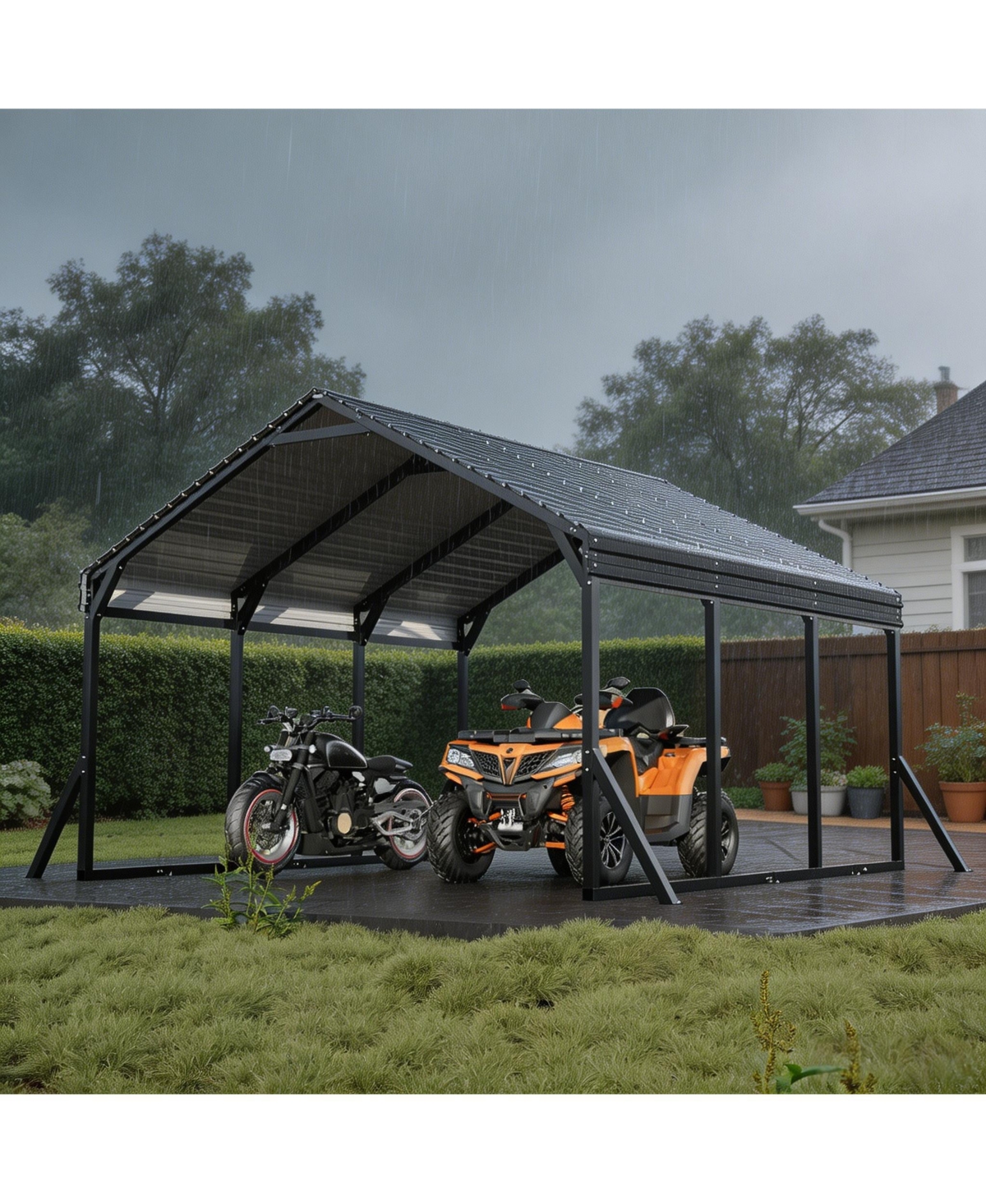 Click here for homfan 12x13 Ft Steel Carport with Diagonal Braces... prices
