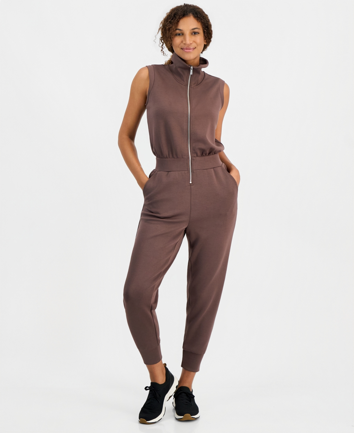 Click here for Id Ideology Womens Zip-Front Sleeveless Jumpsuit... prices
