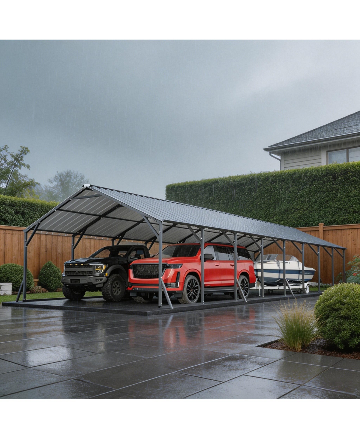 Click here for homfan 20 x 40 x 12 Ft Heavy Duty Steel Carport Ga... prices