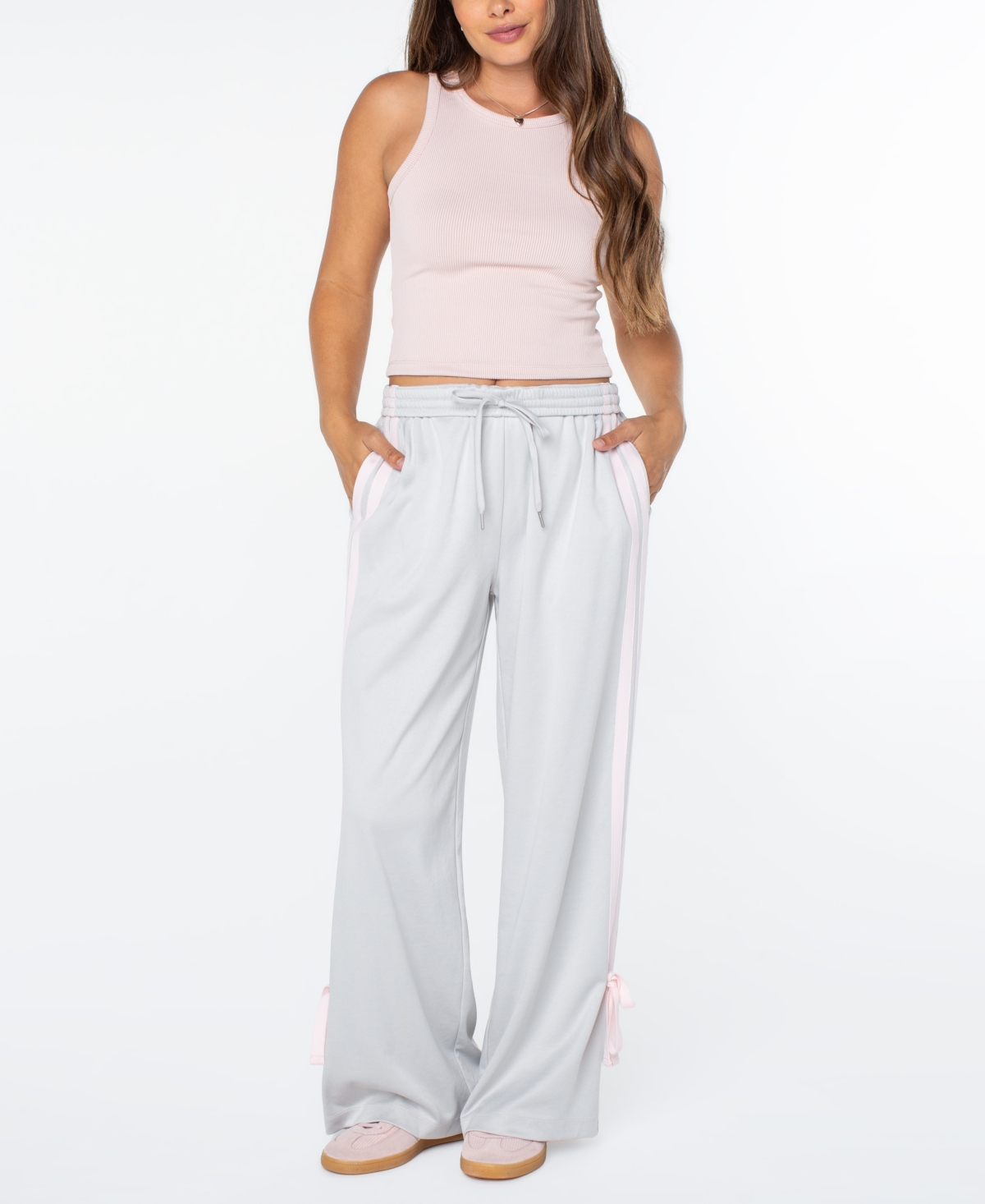 Click here for Celebrity Pink Womens Wide-Leg Bow-Detail Track Pa... prices