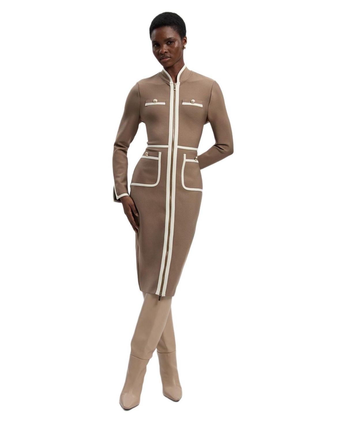 Click here for Karen Millen Womens Bandage Military Piping Midi D... prices