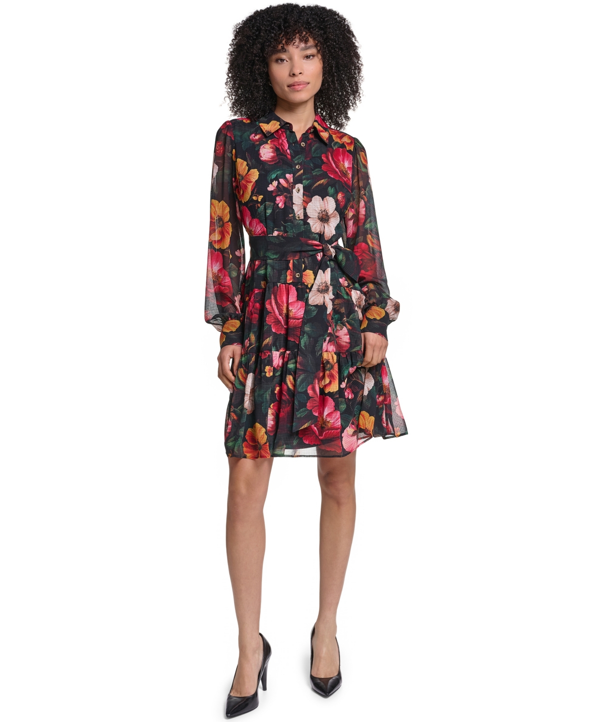 Click here for Karl Lagerfeld Paris Womens Printed Grid Chiffon S... prices
