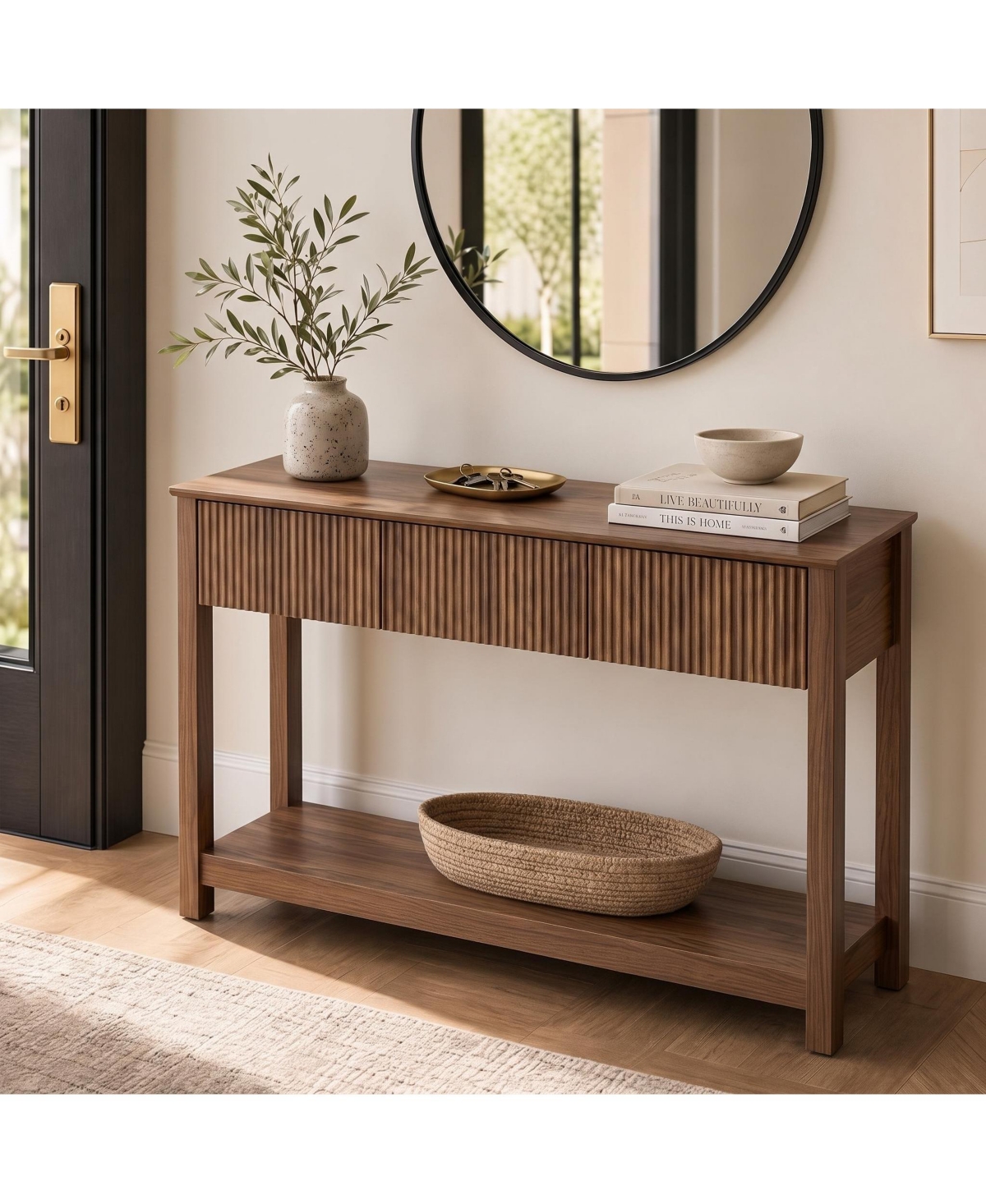 Click here for homfan Wave-Texture 3-Drawer Console Table  Vintag... prices