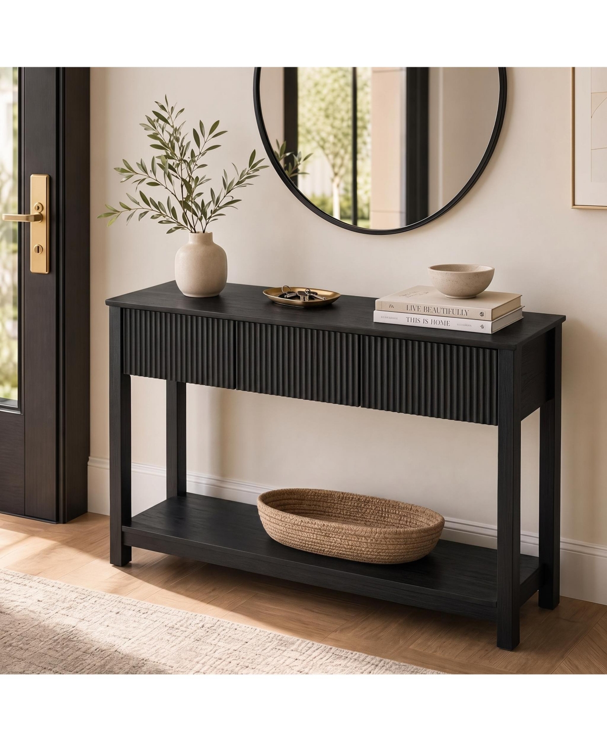 Click here for homfan Wave-Texture 3-Drawer Console Table  Vintag... prices