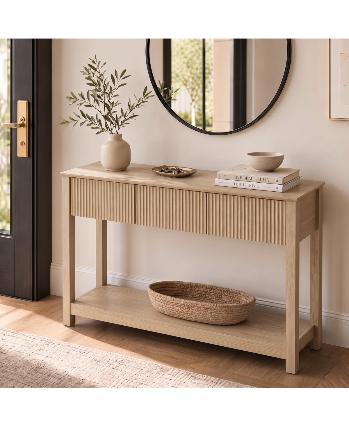Click here for homfan Wave-Texture 3-Drawer Console Table  Vintag... prices