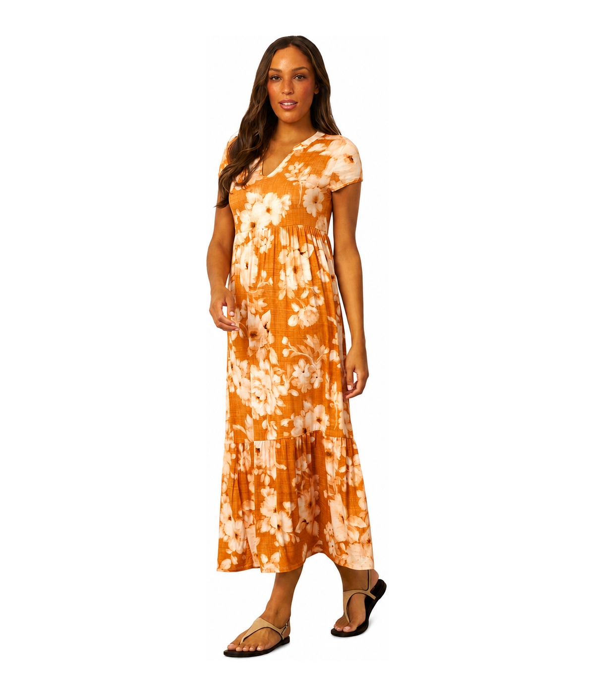 Click here for Cable & Gauge Womens Tiered Flowy Printed Maxi Dre... prices