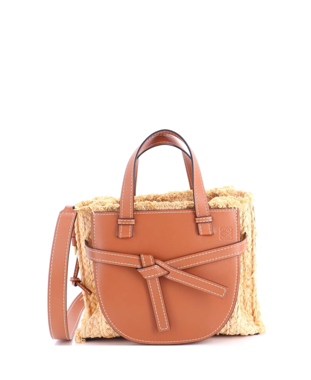 Click here for Pre-Owned Loewe Small Gate Tote Leather and Straw... prices