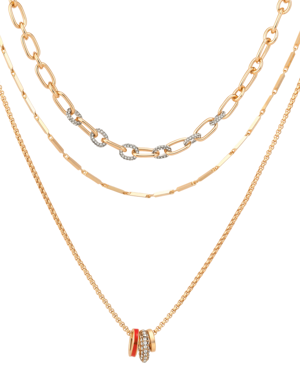 Click here for Guess Gold-Tone Crystal Stone Layered Necklace - G... prices