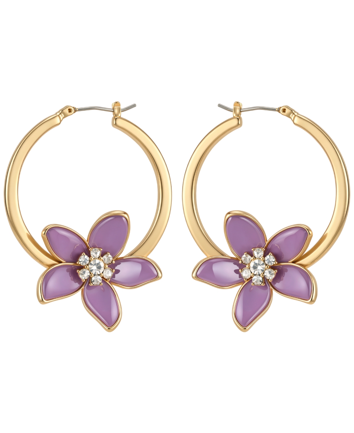 Click here for Guess Gold-Tone Crystal Stone Hoop Earrings - Gold prices