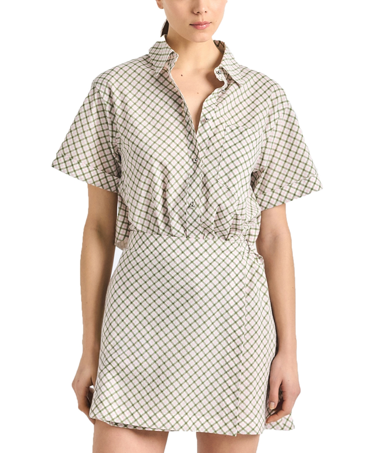 Click here for Derek Lam 10 Crosby Womens Delaney Mini Check Shir... prices