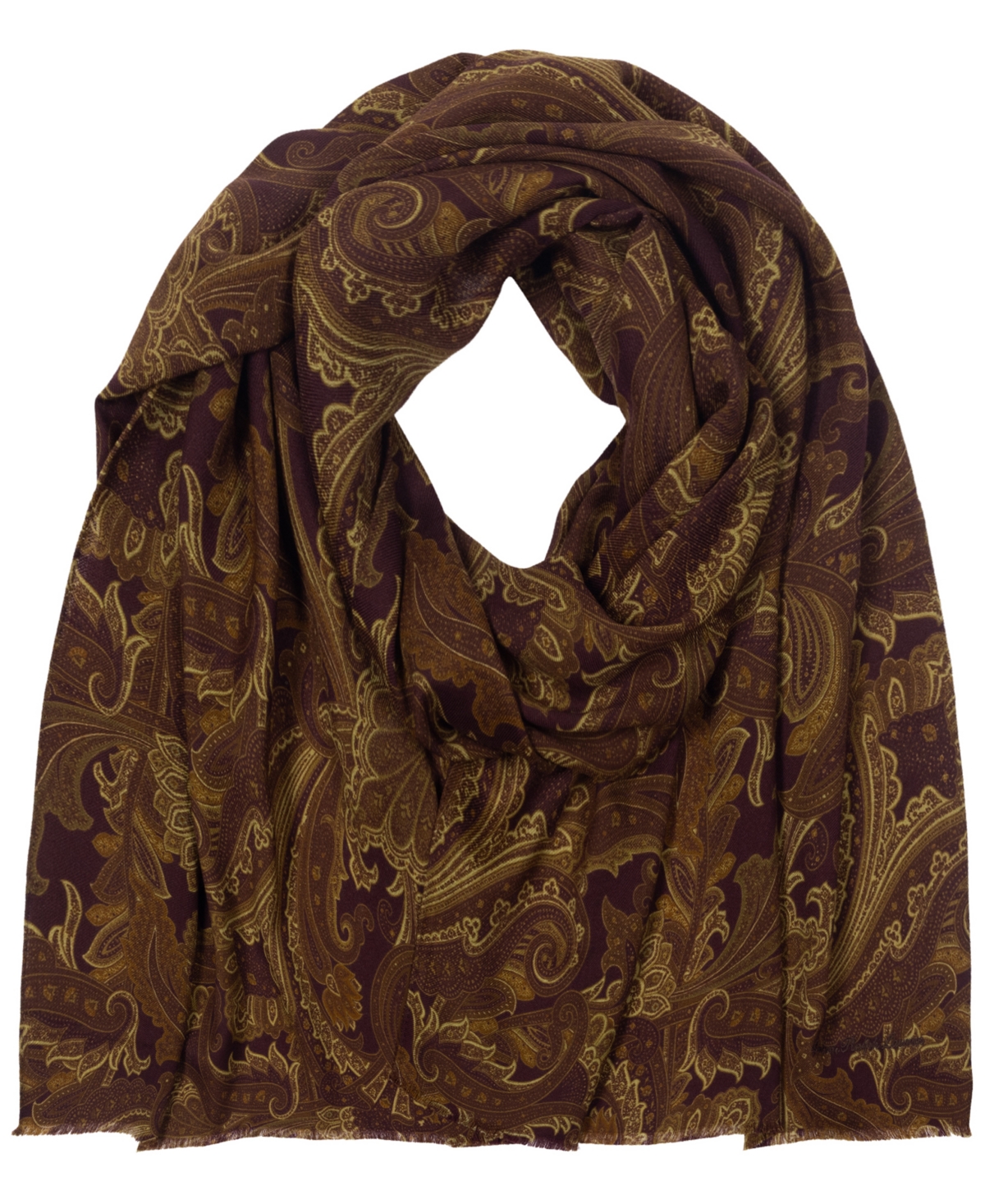 Click here for Lauren Ralph Lauren Paisley Wool Wrap - Dark Garne... prices