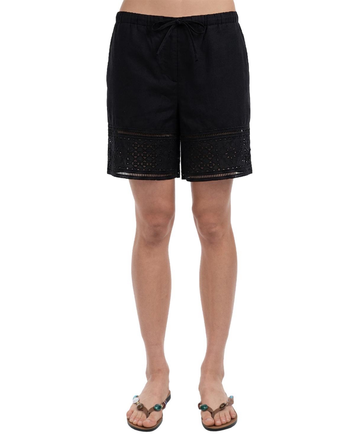 Click here for Elle Collection Womens Lace Inset Short - Black prices
