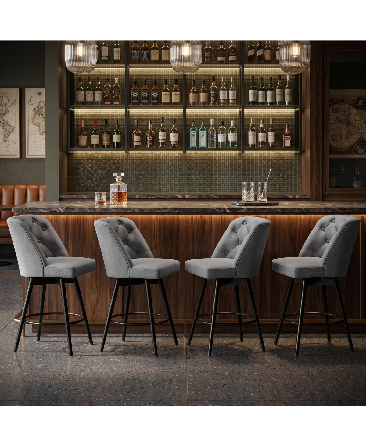 Click here for Set of 4/6 Swivel Bar Stools with Padded Seat and... prices