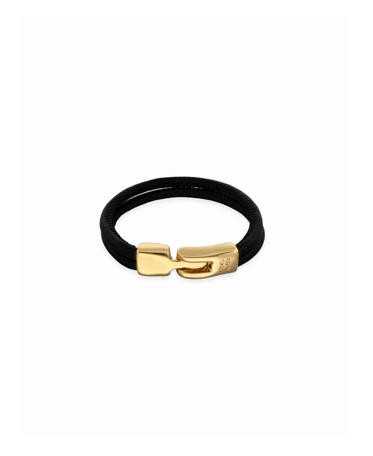 Click here for UNODE50 Black leather bracelet with gold closure -... prices