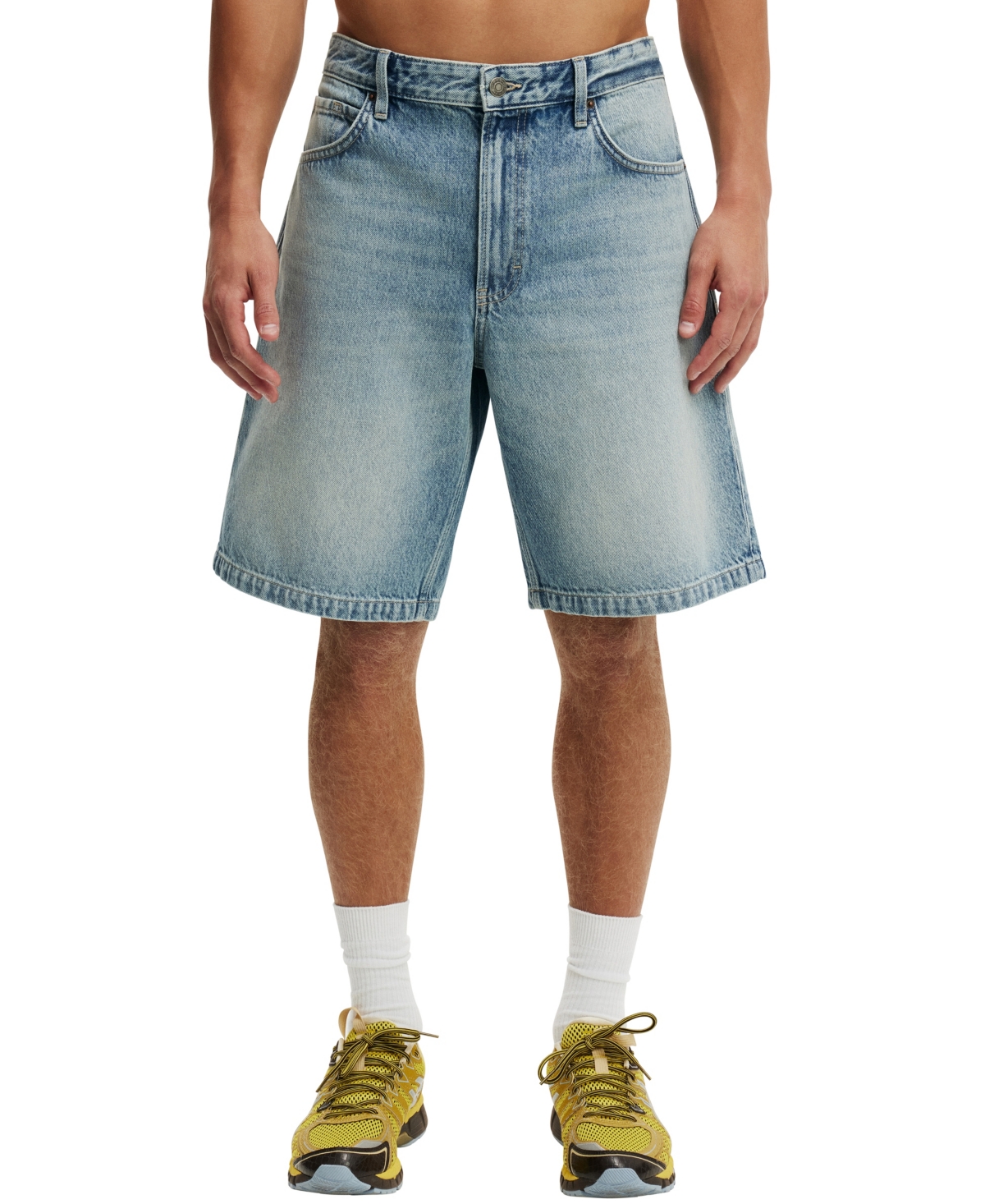 Click here for Cotton On Mens Baggy Denim Shorts - gambino blue prices