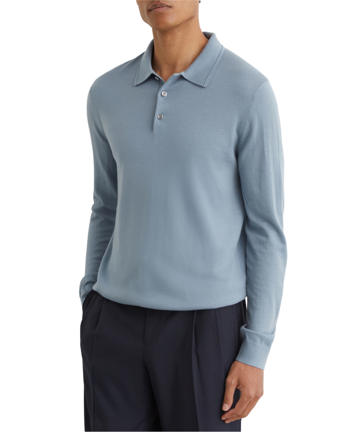 Click here for Reiss Mens Trafford Merino Wool Long-Sleeve Polo S... prices