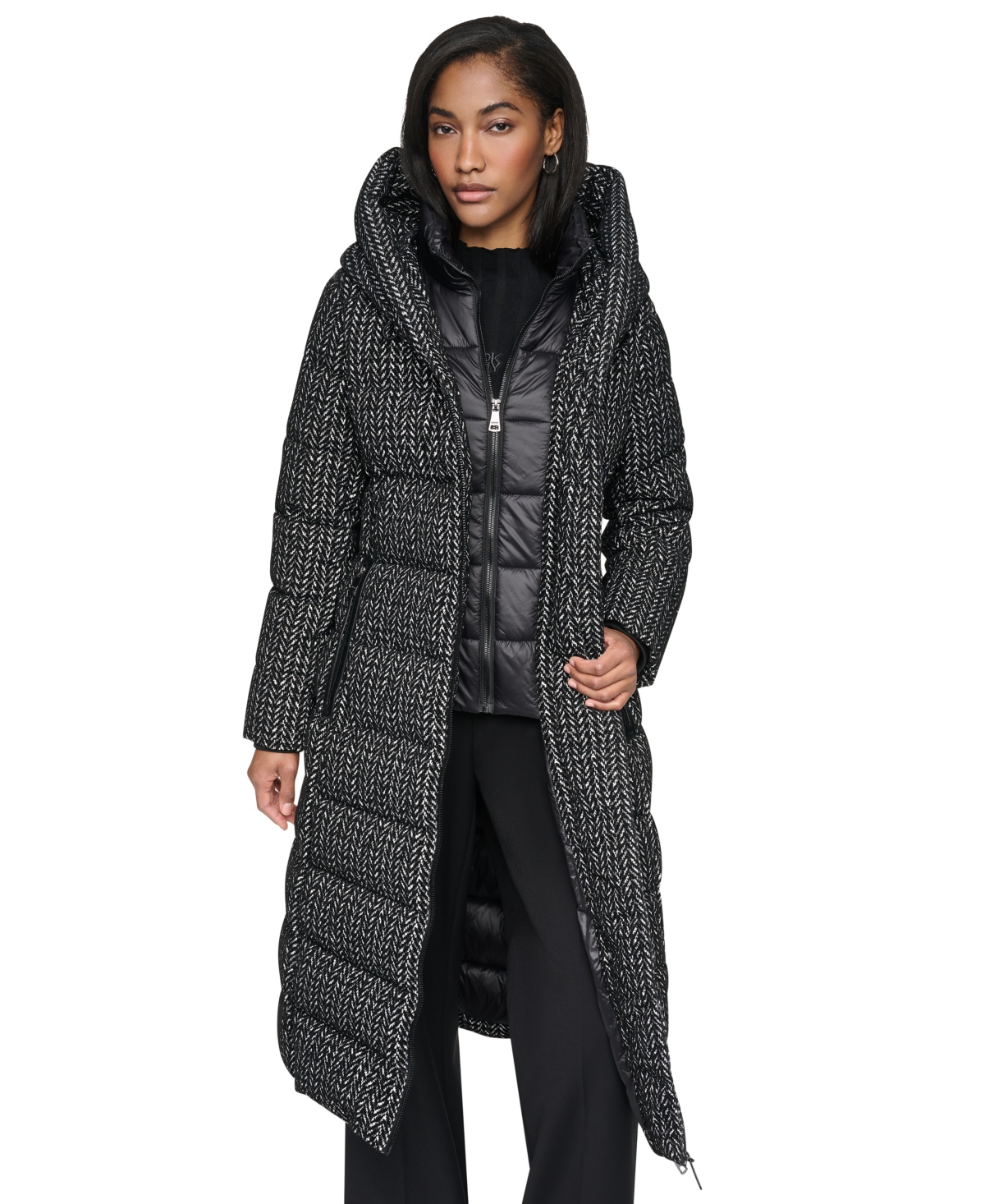 Click here for Dkny Womens Bibbed Shawl Collar Hooded Puffer Coat... prices