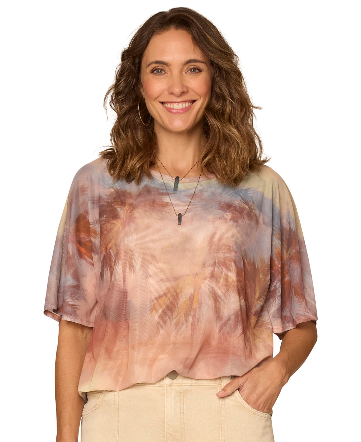 Click here for Democracy Womens Printed Scoop Neck Knit Top - San... prices