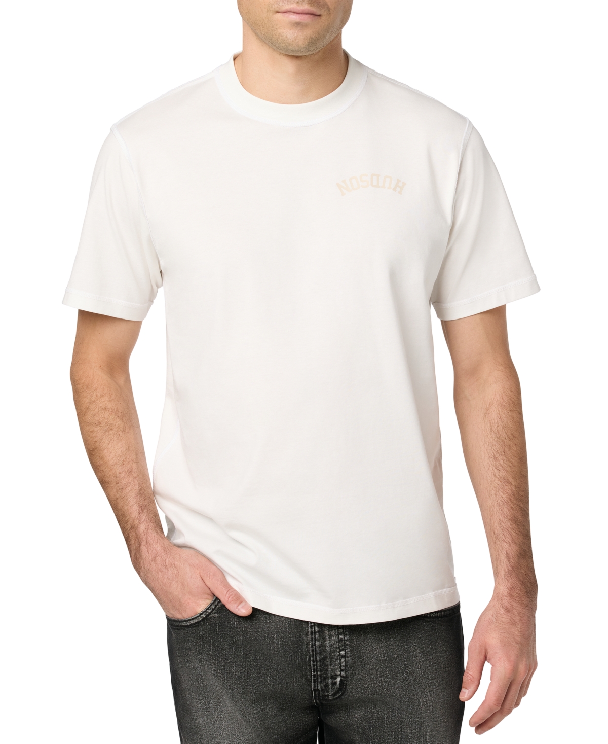 Click here for Hudson Jeans Mens Chest Logo Graphic Detail Crewne... prices