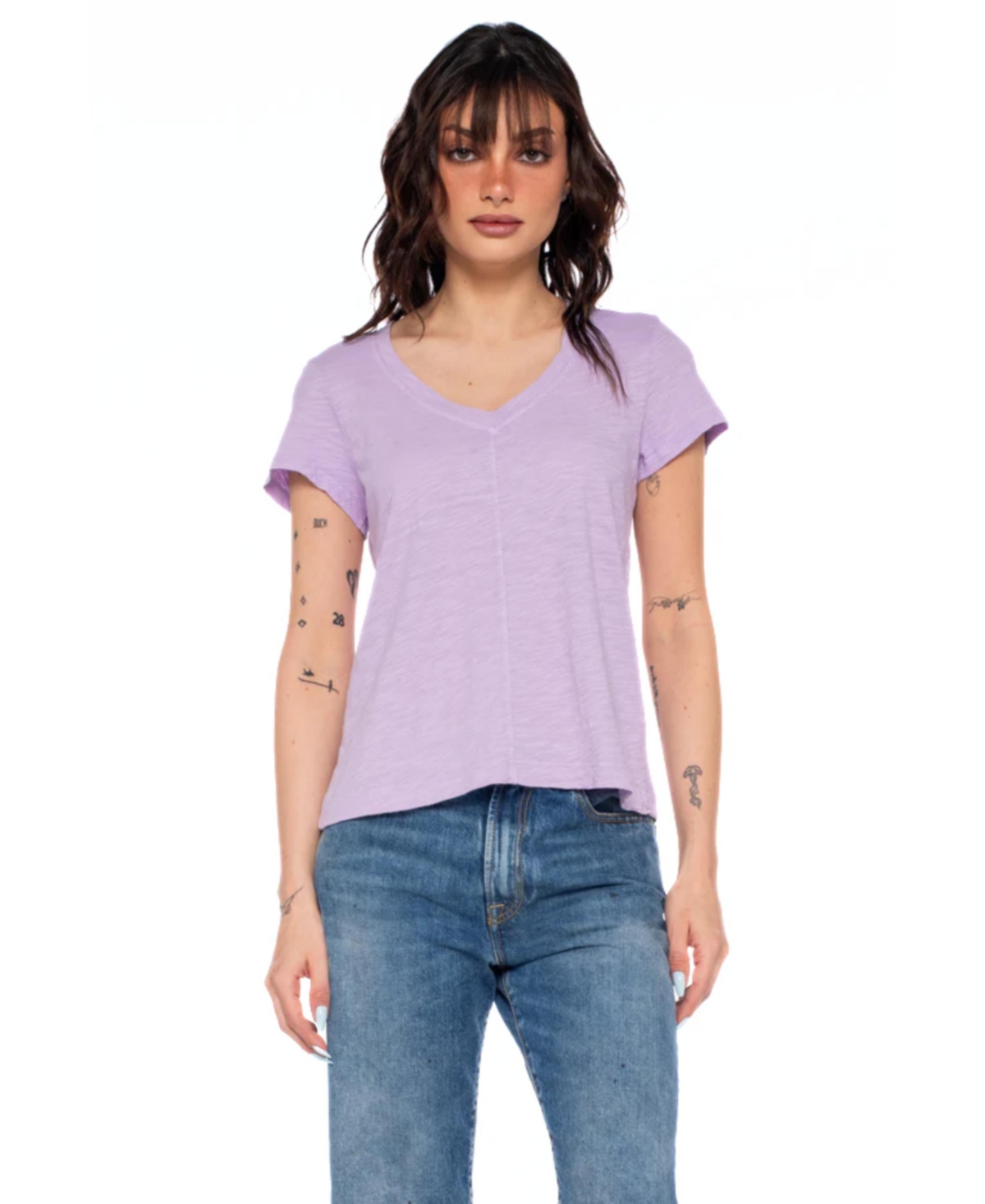 Click here for Wilt Womens Slim Deep V-Neck Rib Back Tee - Mulber... prices