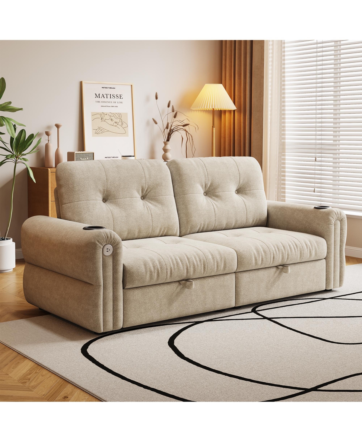 Click here for Lucky One 77 2-in-1 Convertible Sofa with Usb Char... prices