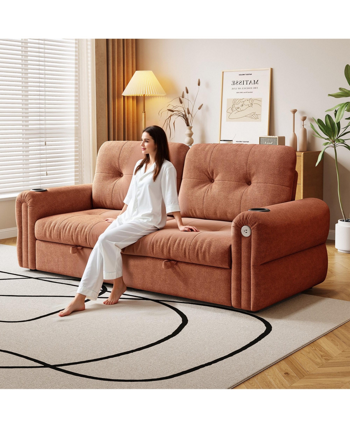 Click here for Lucky One 77 2-in-1 Convertible Sofa with Usb Char... prices