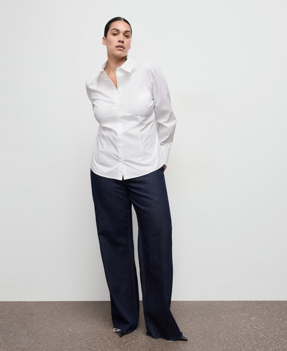 Click here for Mango Womens Slim-Fit Poplin Shirt - White prices