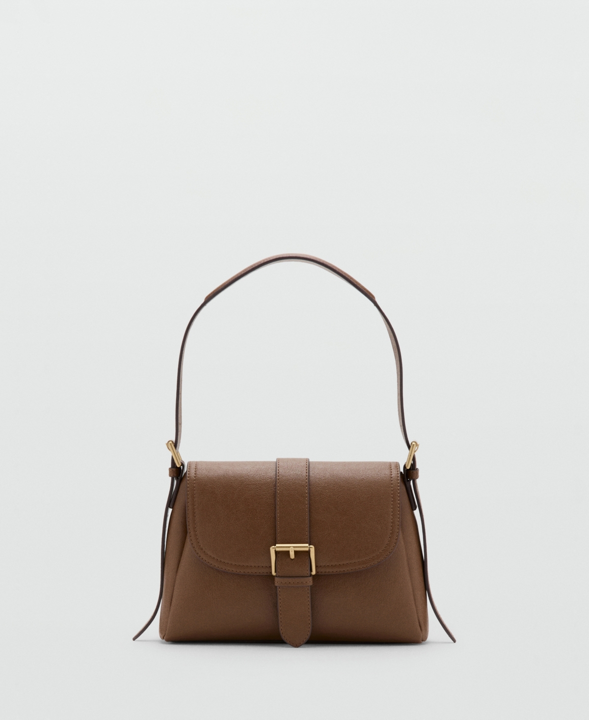 Click here for Mango Womens Buckle Shoulder Bag - Medium Brown prices