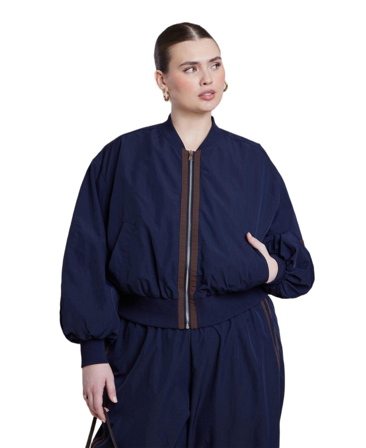 Click here for Eloquii Womens Plus Size Nylon Track Jacket - Nigh... prices