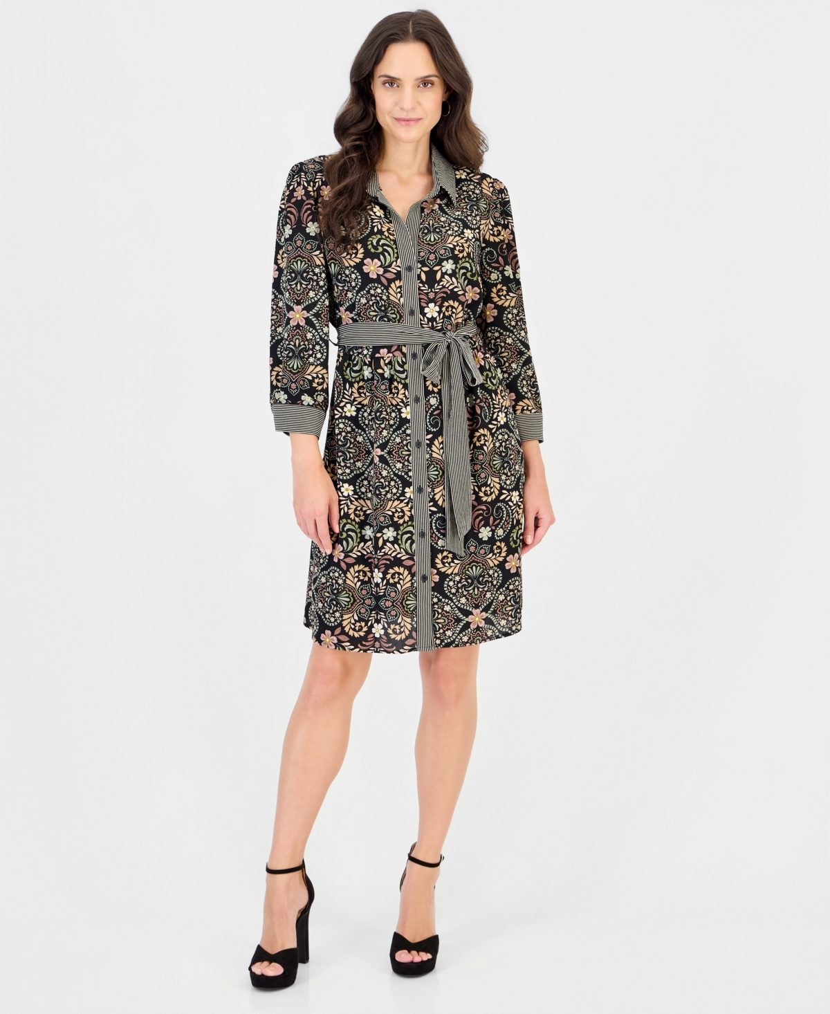 Click here for Robbie Bee Petite Scuba Crepe A-Line Shirt Dress -... prices