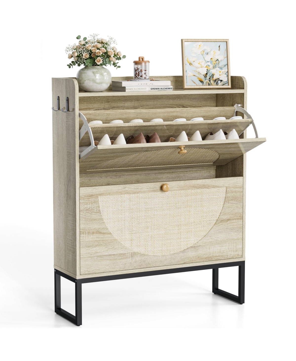 Click here for Gouun Entryway Shoe Cabinet with Rattan Doors and... prices