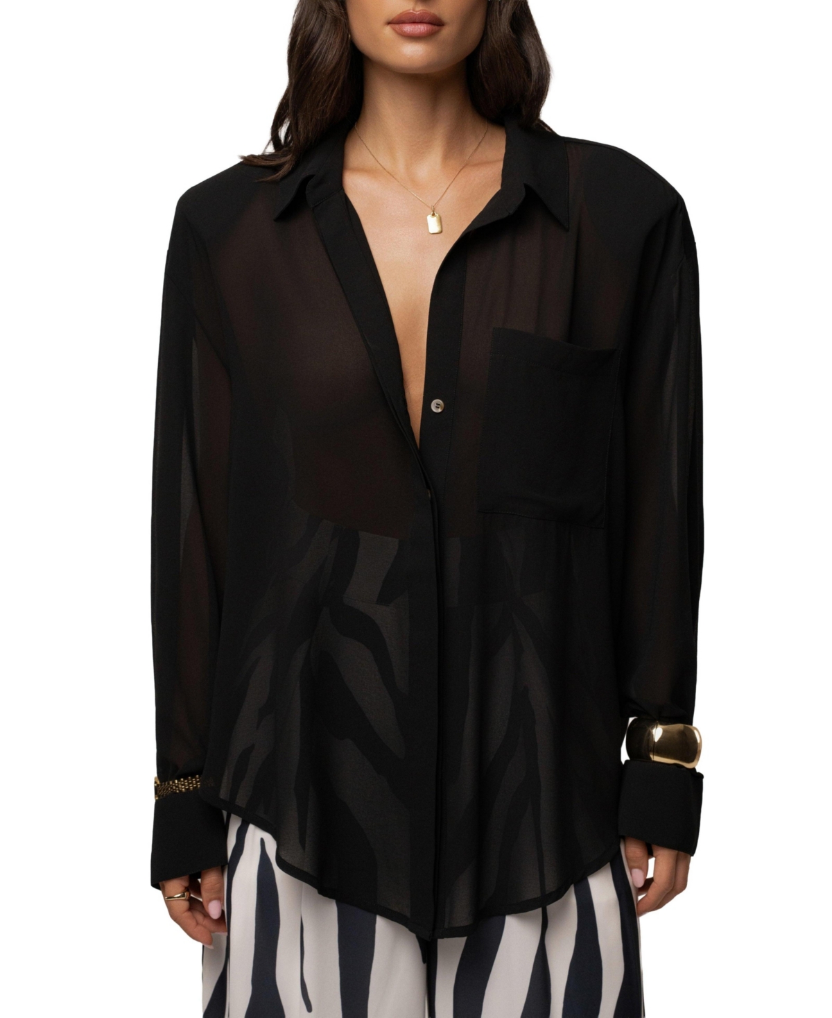 Click here for Jluxlabel Womens Dusk Fierce Form Button-Down Shir... prices