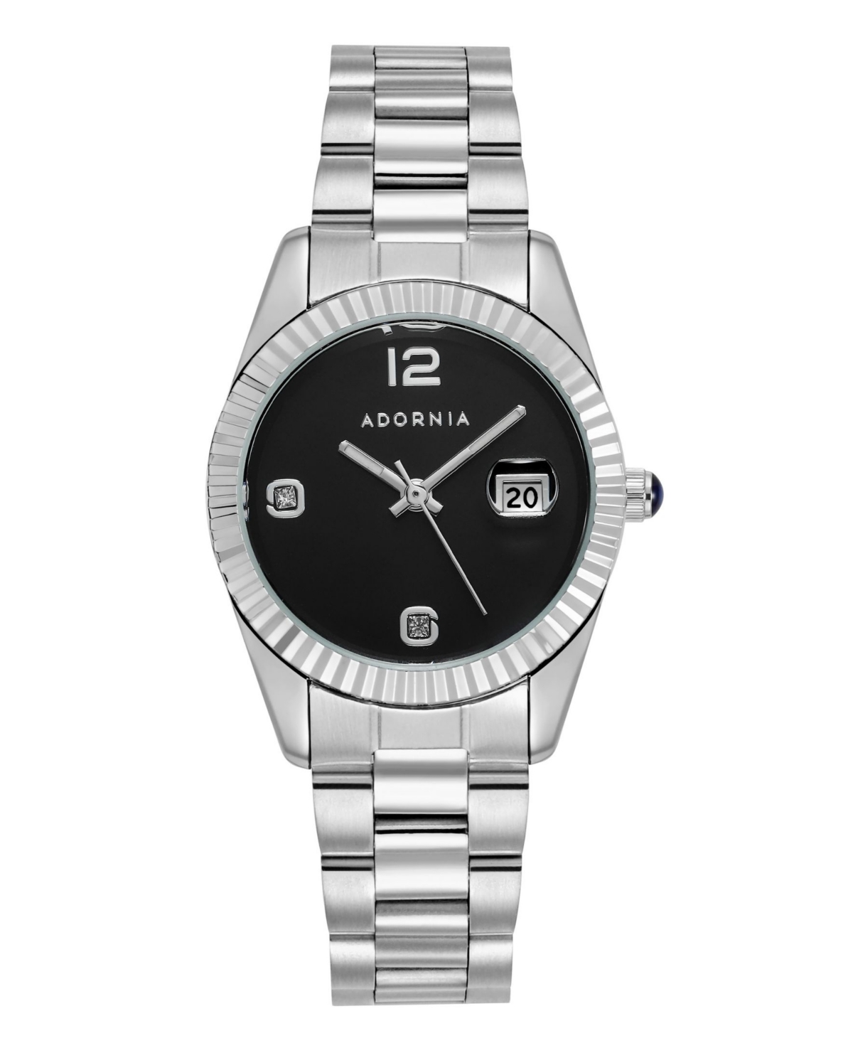 Click here for Adornia Womens Silver Rome Black Face Watch - Silv... prices