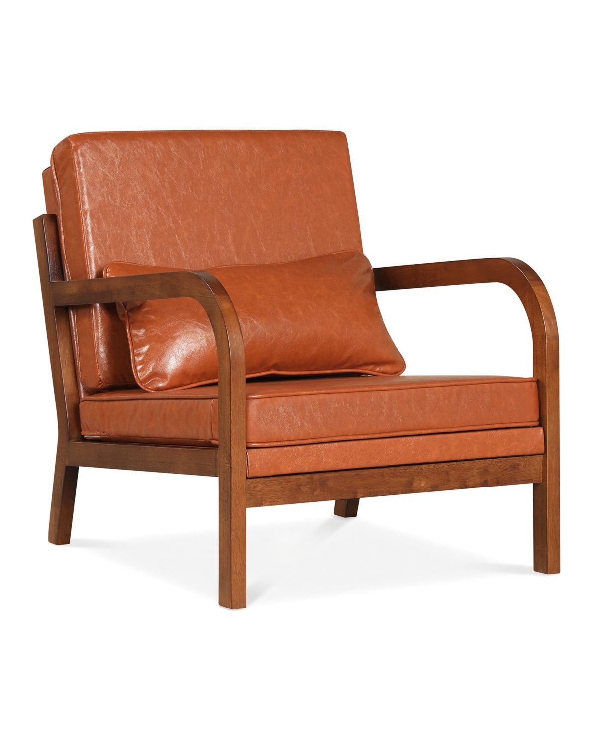 Click here for Gymax Accent Chair Faux Leather Upholstered Armcha... prices