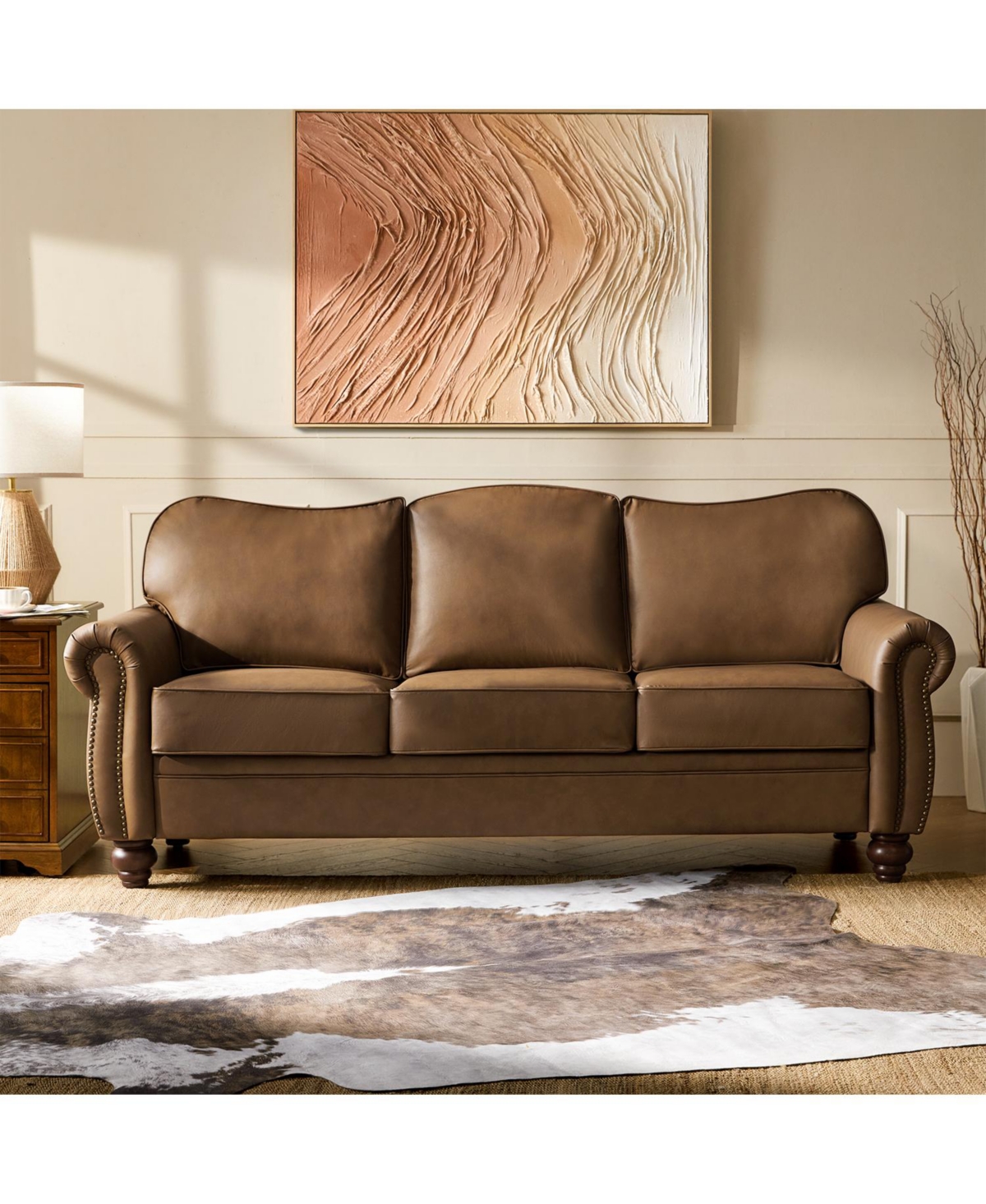 Click here for Hulala Home Dielle Transitional 81 Wide Leather So... prices
