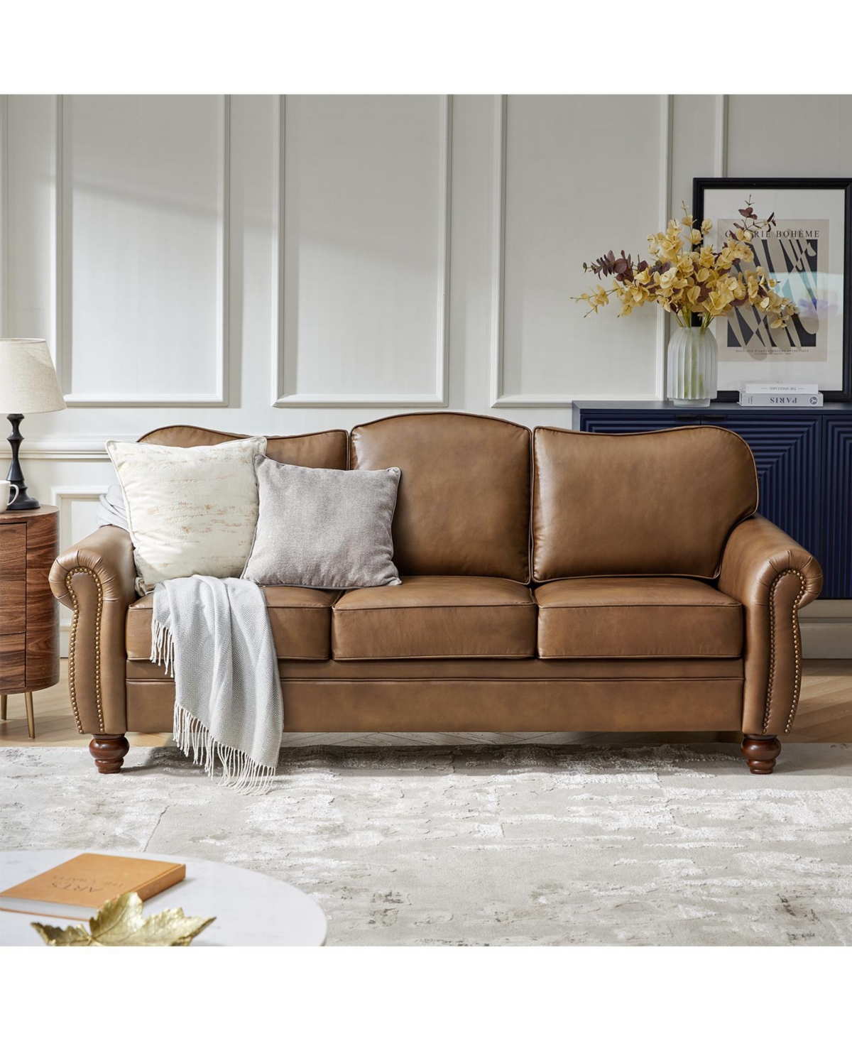 Click here for Hulala Home Dielle Transitional 81 Wide Leather So... prices