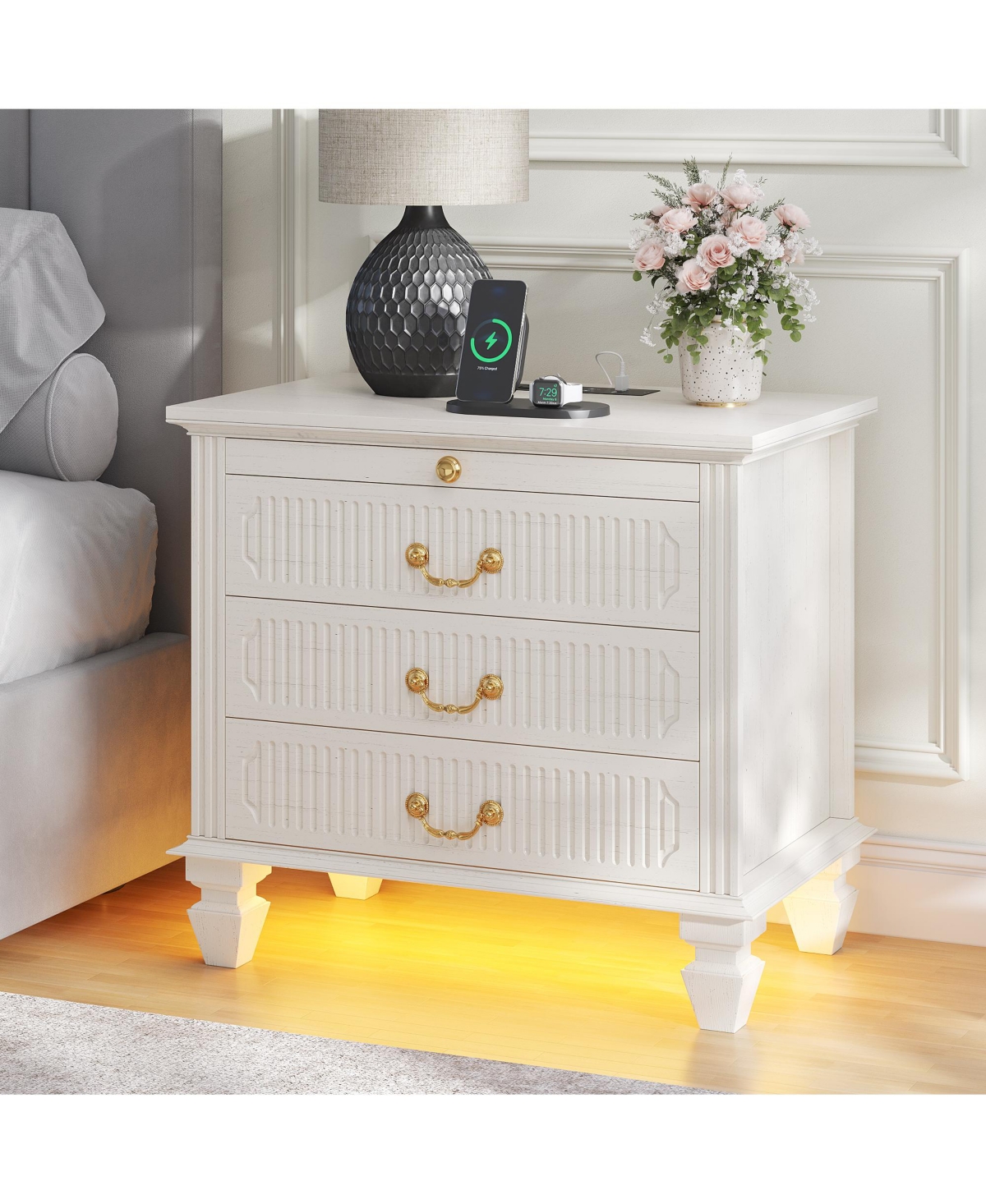 Click here for Vlsrka 25.6 Solid Wood Nightstand with 4 Drawers... prices
