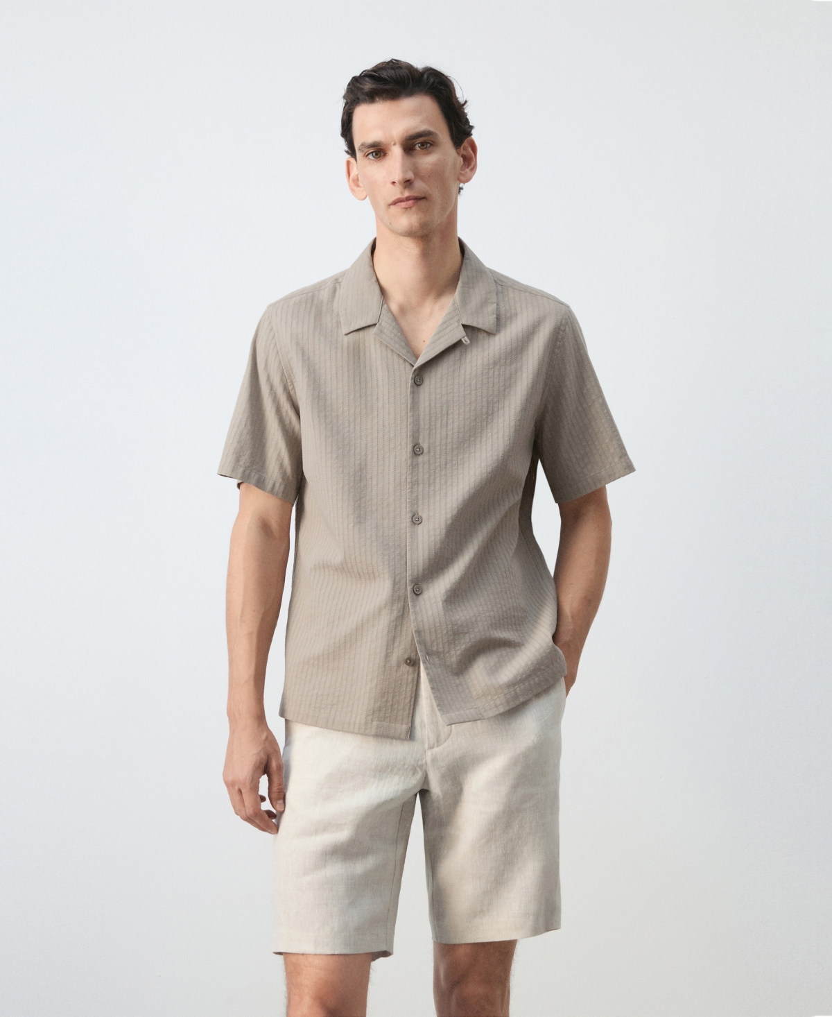 Click here for Mango Mens Regular-Fit Cotton Shirt - Beige prices