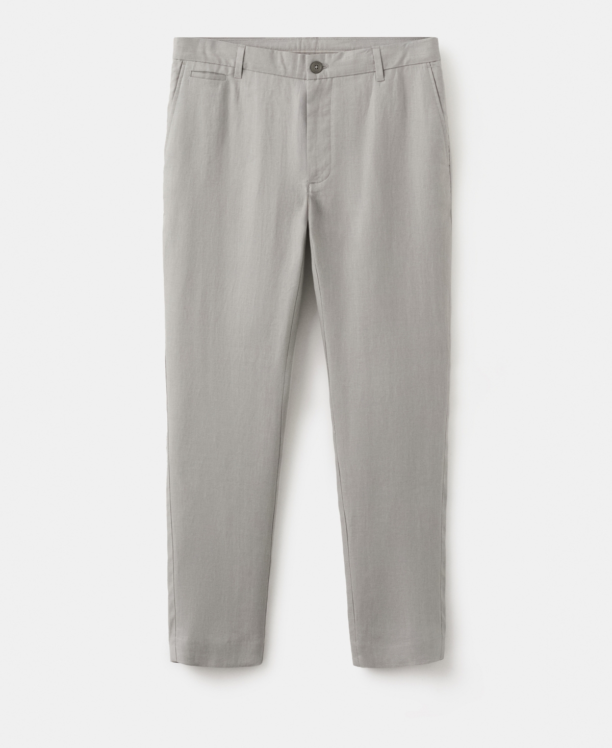 Click here for Mango Mens Slim-Fit Linen Pants - Light Heather Gr... prices