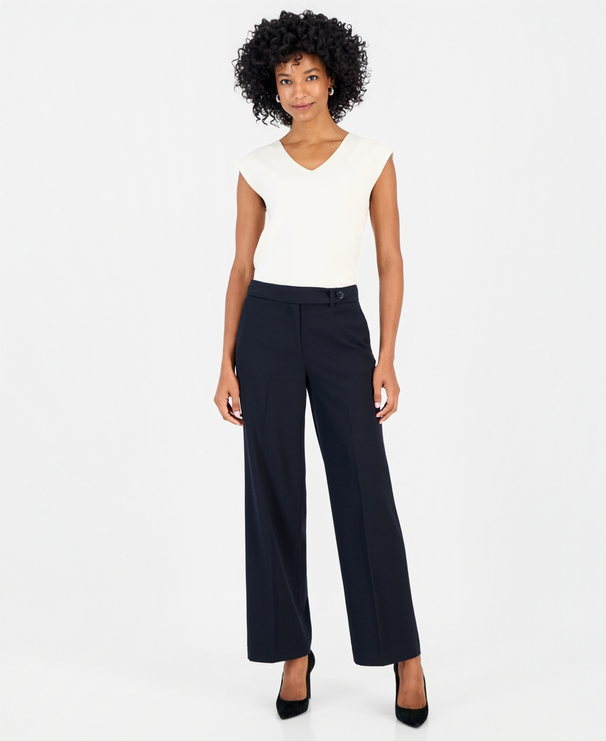 Click here for Jones New York Womens High Rise Trousers - Ink Nav... prices