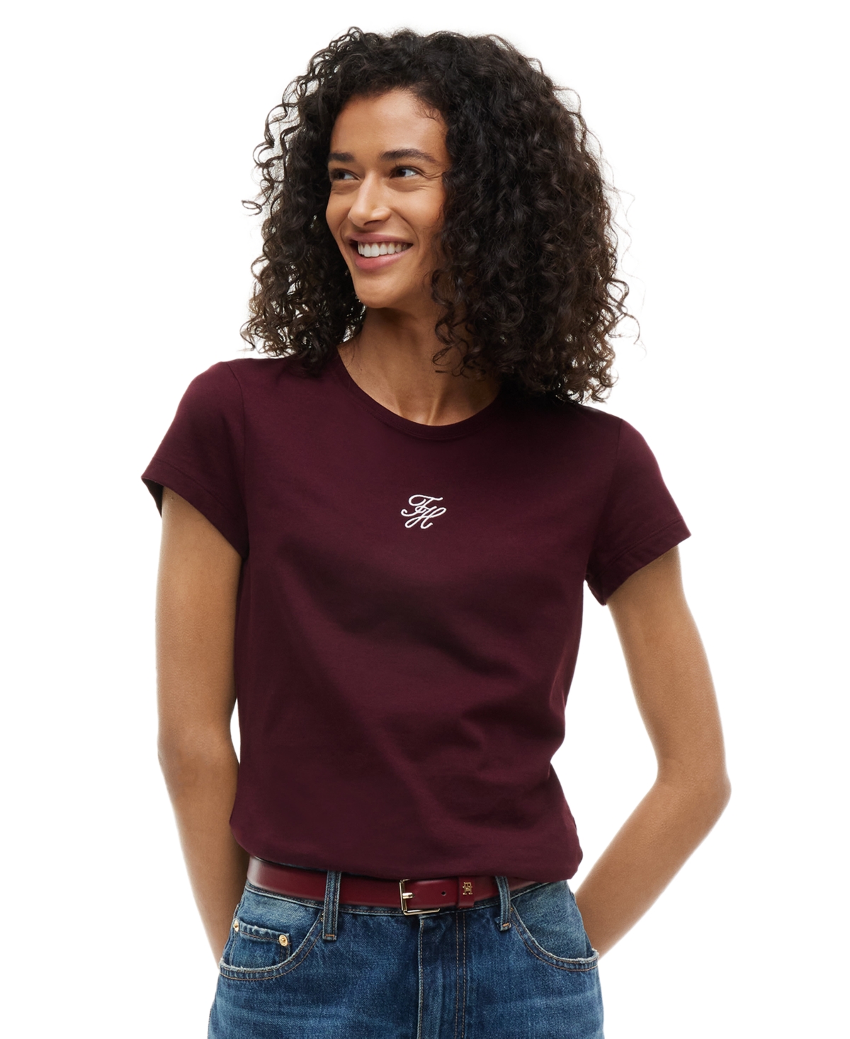 Click here for Tommy Hilfiger Womens Script Logo Crewneck Short-S... prices