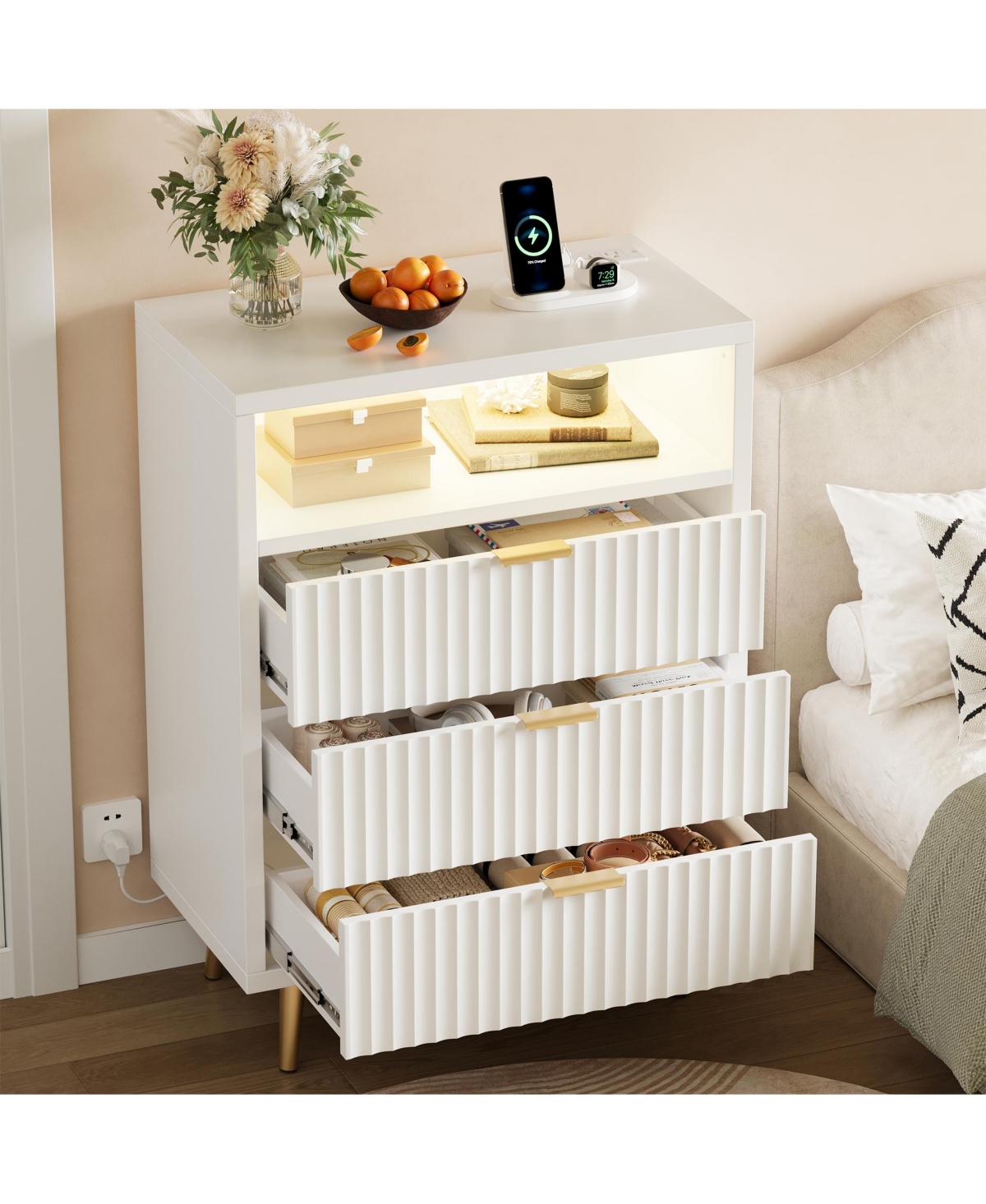 Click here for gaomon Fluted 3-Drawer Dresser for Bedroom  Modern... prices