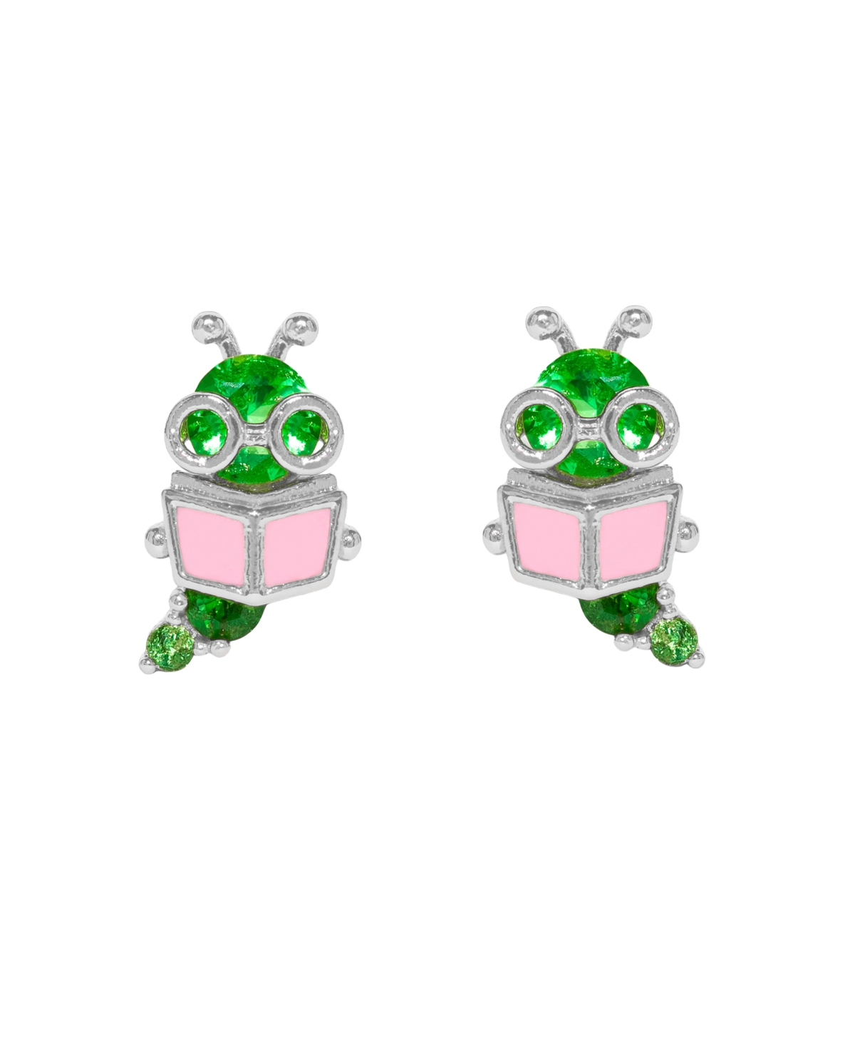 Click here for Girls Crew Crystal Bookworm Stud Earrings - Silver prices
