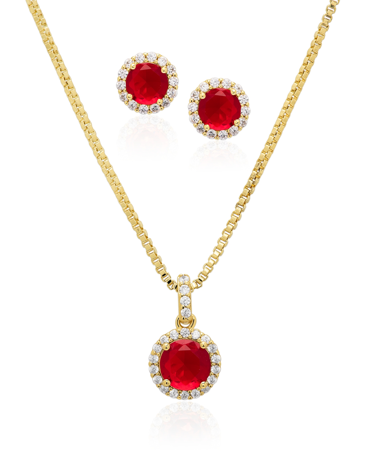 Click here for Macys Set Simulated Cubic Zirconia Round Halo Pend... prices
