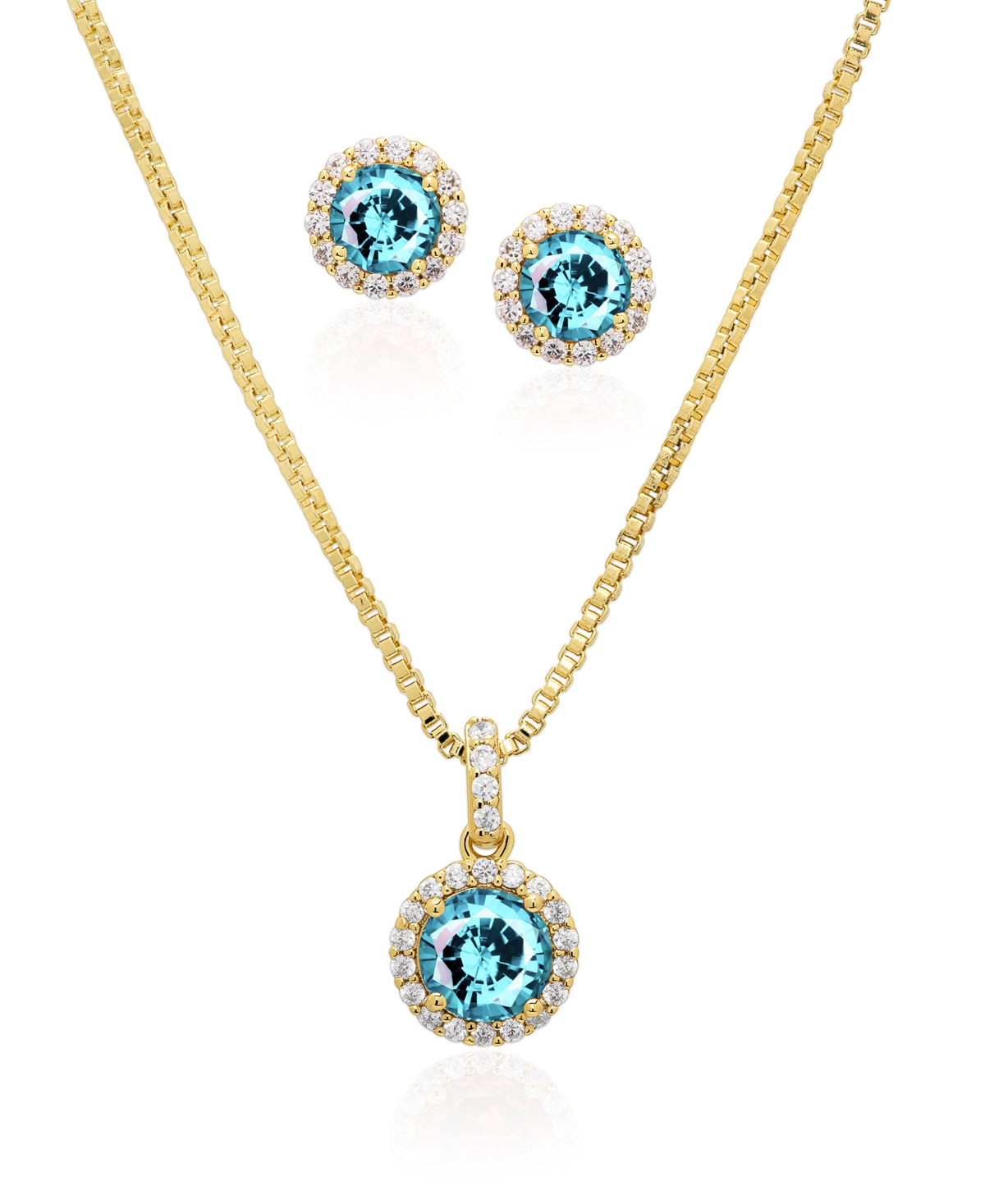 Click here for Macys Set Simulated Cubic Zirconia Round Halo Pend... prices