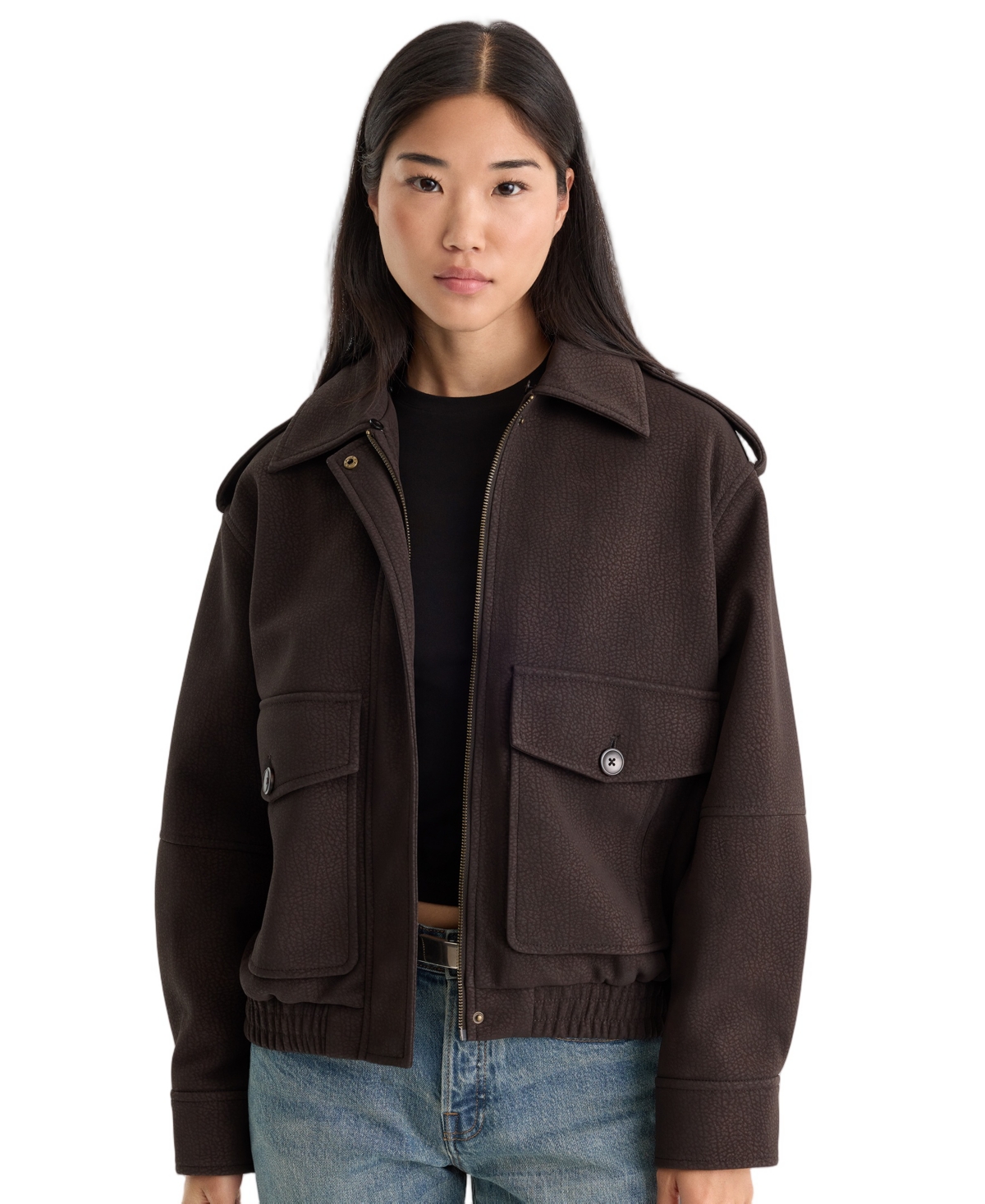 Click here for Good American Womens Collared Jacket - Espresso prices