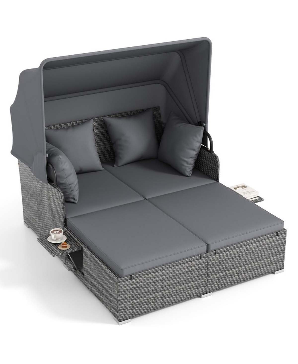 Click here for Sugift Outdoor Rattan Daybed with Retractable Cano... prices