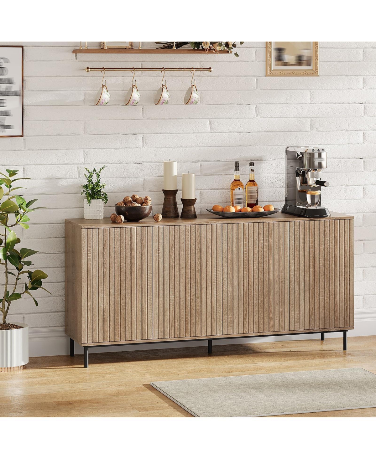 Click here for homfan 63-Inch Fluted Sideboard Buffet Cabinet wit... prices